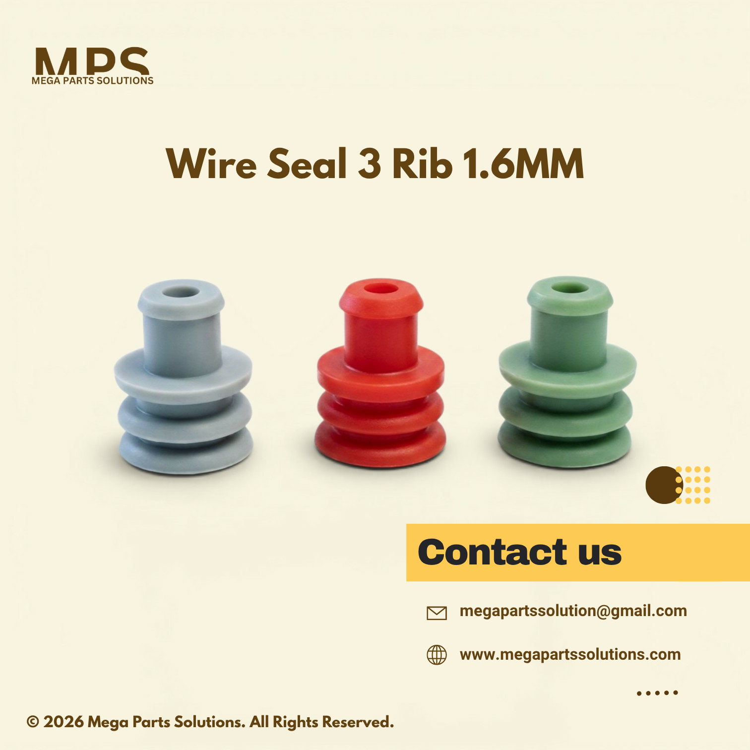 3 Rib 1.6 mm Wire Seal (Silicone) - megapartssolutions.com
